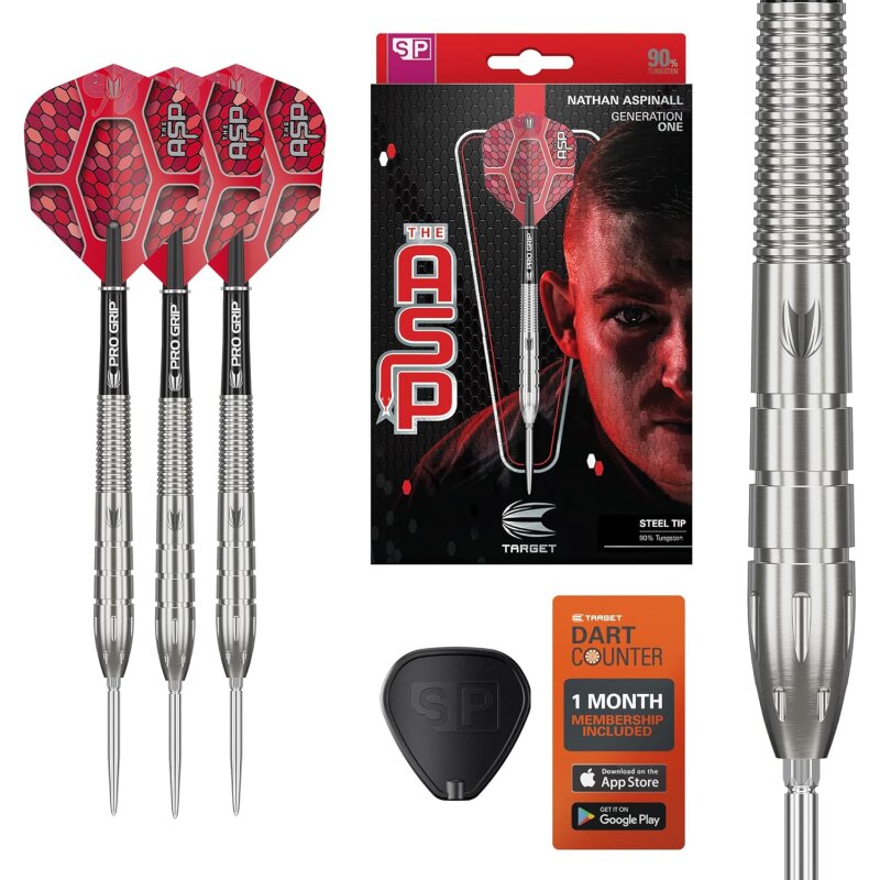 Target Darts Nathan Aspinall Generation 1 Steel Tip Darts, 90% Wolfra ...
