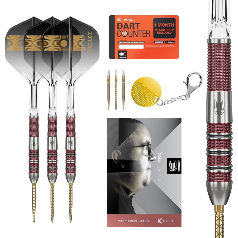 Target Darts Stephen Bunting 95K Swiss Point Steel Tip Dart Set, 18G ...